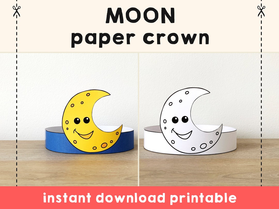 Moon Paper Crowns Astronomy Summer Spring Printable Kids Craft Birthday ...