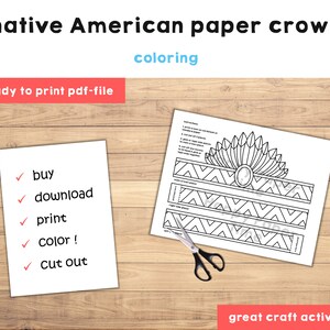 Native American Paper Craft Headdress Crown Party Coloring Printable ...