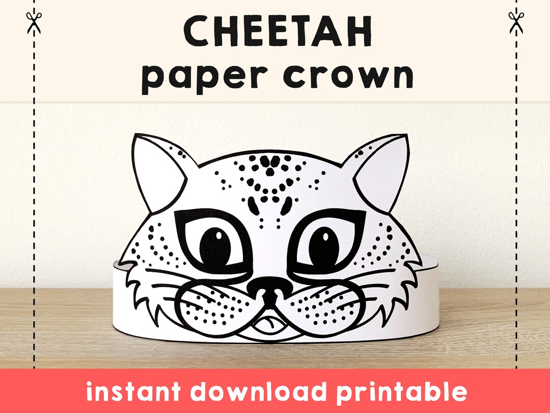 Cheetah Paper Crown Coloring Printable Kids Craft Africa Safari ...