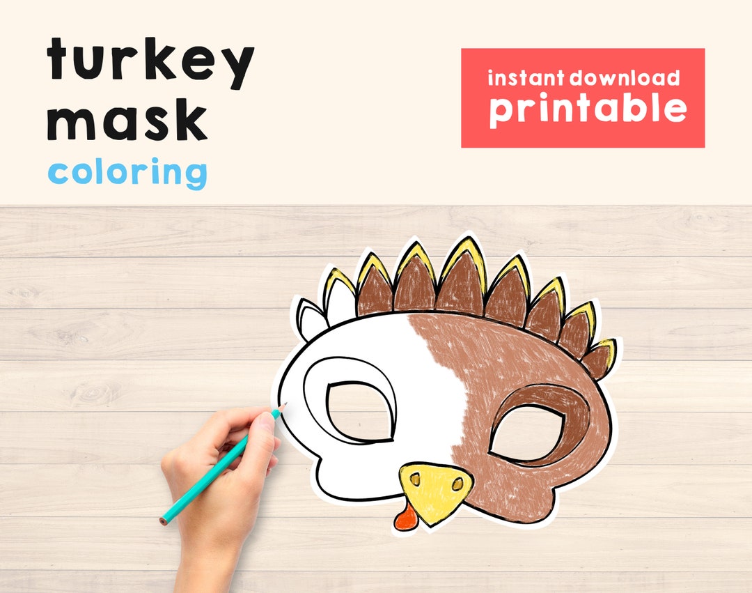 Turkey Costume Turkey Mask Thanksgiving Printable Mask Thanksgiving ...