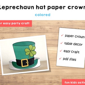 Leprechaun Hat Paper Crown Headband St Patrick's Day Party Activity ...