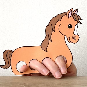 Horse Paper Craft Printable Pony Farm Animal Finger Puppet Pretend Play ...