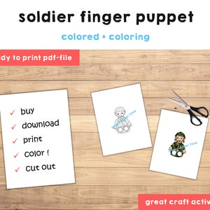 Soldier Paper Craft Printable Community Helper Finger Puppet Kids Craft ...