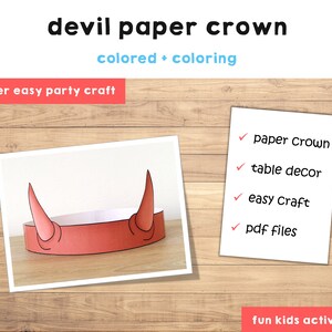 Devil Horns Paper Crown Party Coloring Printable Kids Craft Satan Hell ...