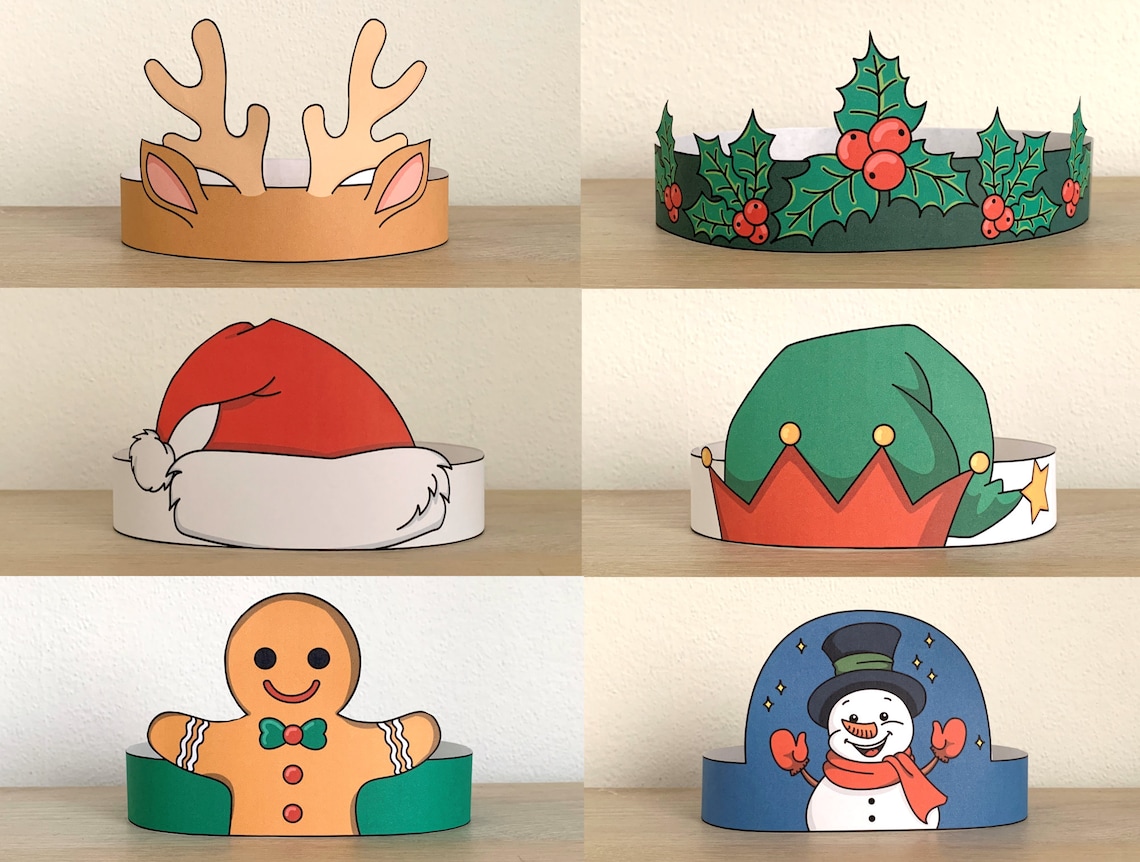 Christmas Paper Crowns Activity Printable Kids Craft Hats - Etsy