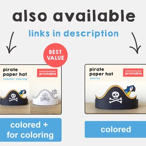 Pirate Hat Paper Crown Template Pirate Captain Party Headband Coloring ...