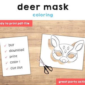 Deer Mask Printable Deer Party Printable Gift Deer Costume Deer Paper ...