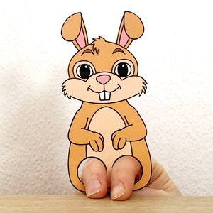 Bunny Paper Craft Printable Pet Animal Finger Puppet Rabbit Kids Craft ...