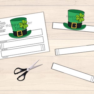 Leprechaun Hat Paper Crown Headband St Patrick's Day Party Activity ...