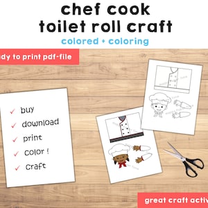 Chef Cook Toilet Paper Roll Craft Restaurant Party Coloring Printable ...