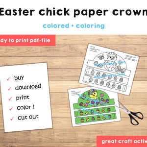 Easter Chick Eggs Hat Paper Crown Coloring Headband Easter Cut Out ...