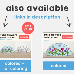Tulips Flower Paper Crown Party Coloring Printable Kids Craft Spring ...