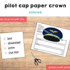Pilot Cap Paper Crown Airline Party Printable Kids Craft Community ...