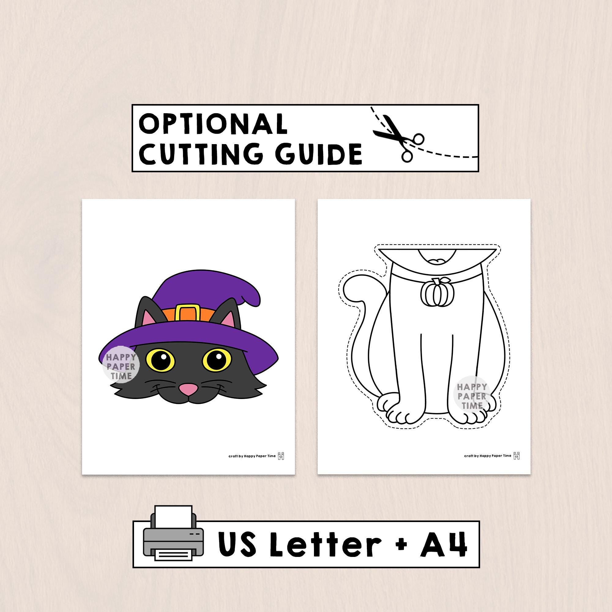 Black Cat Paper Bag Puppet Printable Halloween Craft Activity Cut Paste ...