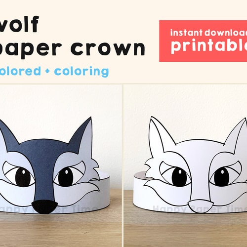Wolf Paper Crown Party Printable Kids Craft Woodland Birthday - Etsy Canada