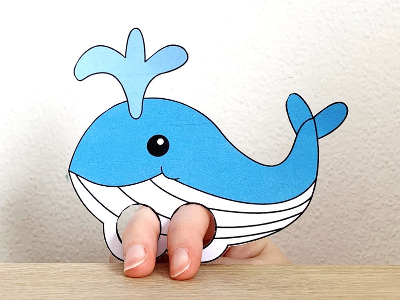 Whale Paper Craft Printable Ocean Animal Finger Puppet Kids - Etsy