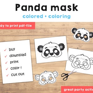 Panda Mask Costume Animal Mask Printable Party Favor Asian Jungle Party ...
