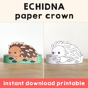 Echidna Paper Crown Australian Animal Template Coloring Activity ...