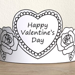 Valentine's Day Paper Crown Party Activity Printable Kids Easy Craft ...