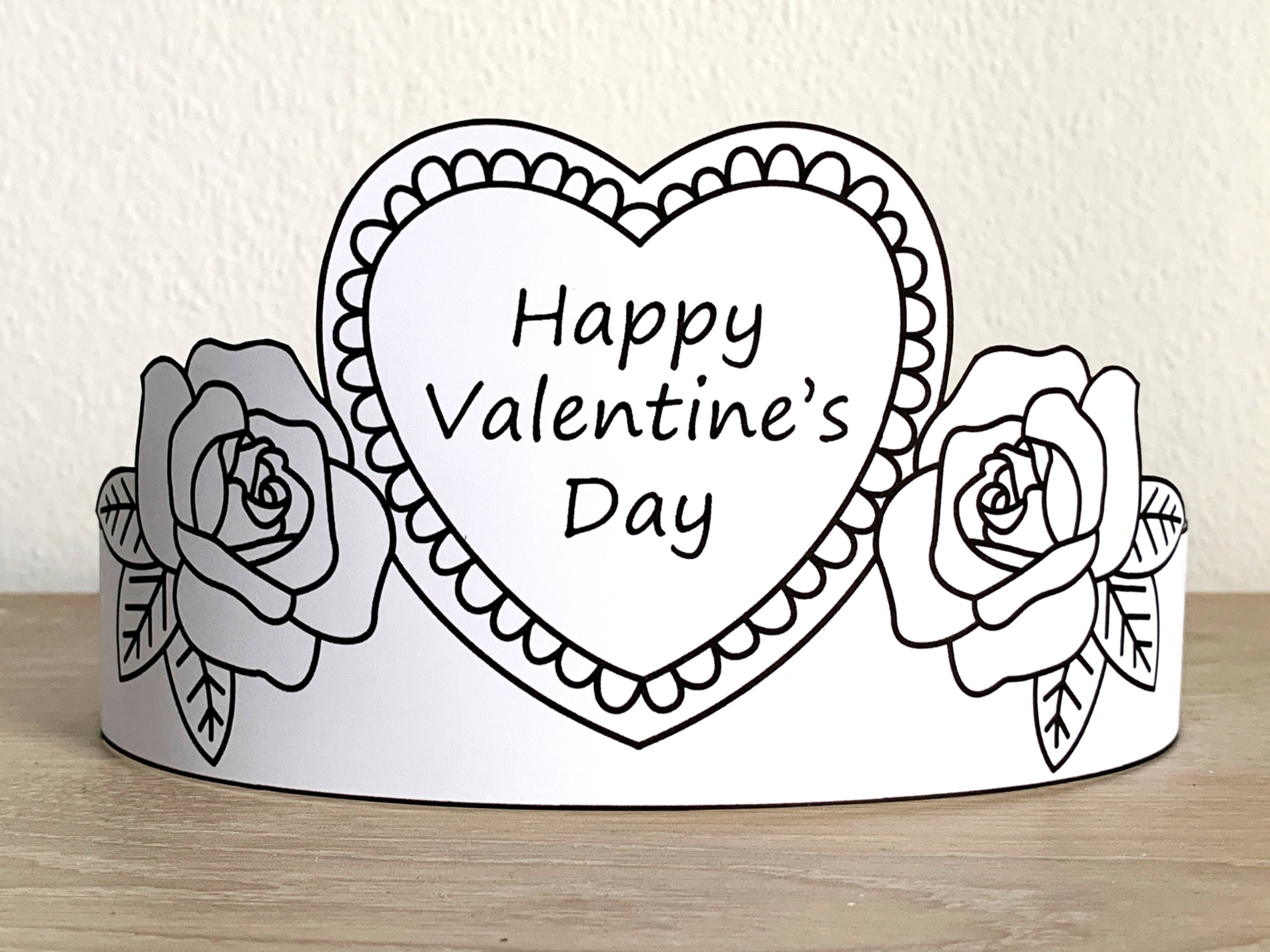 Valentine's Day Paper Crown Party Activity Printable Kids Easy Craft ...