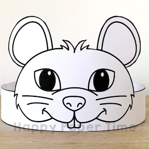 Mouse Paper Crown Party Coloring Printable Kids Craft Woodland Birthday ...
