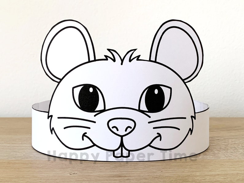Mouse Paper Crown Party Coloring Printable Kids Craft Woodland Birthday ...