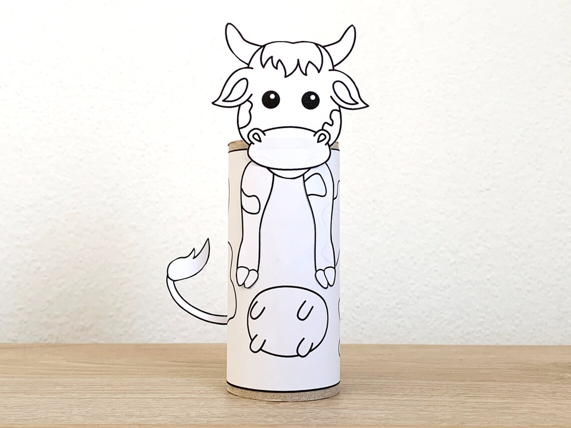 Cow Toilet Paper Roll Craft Farm Animal Party Coloring | Etsy