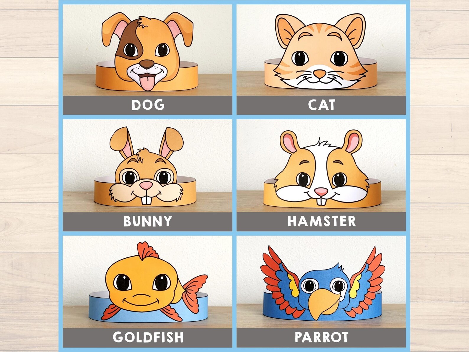 Pets Animals Paper Crowns Dog Cat Hamster Parrot Goldfish Bunny ...
