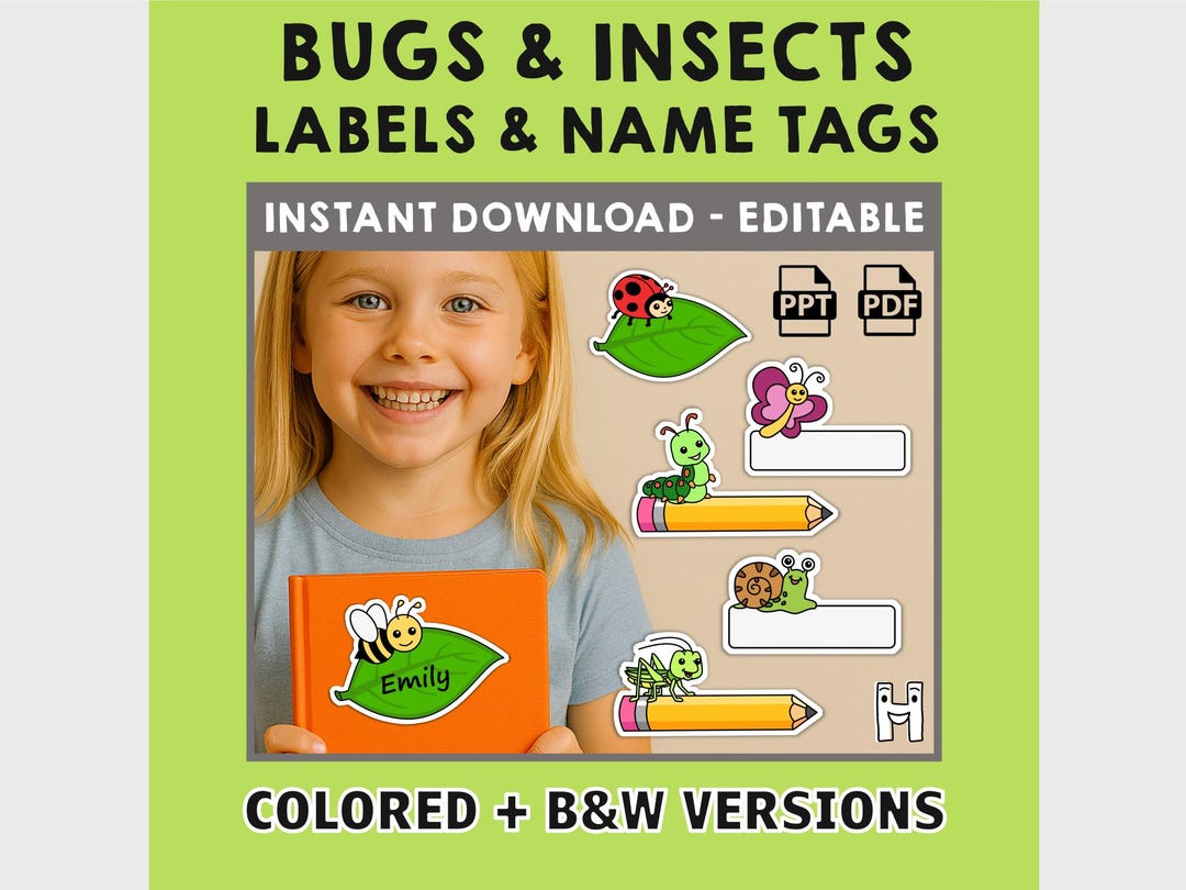 Bugs Insects Name Tags Classroom Labels Animal Spring Editable Files ...