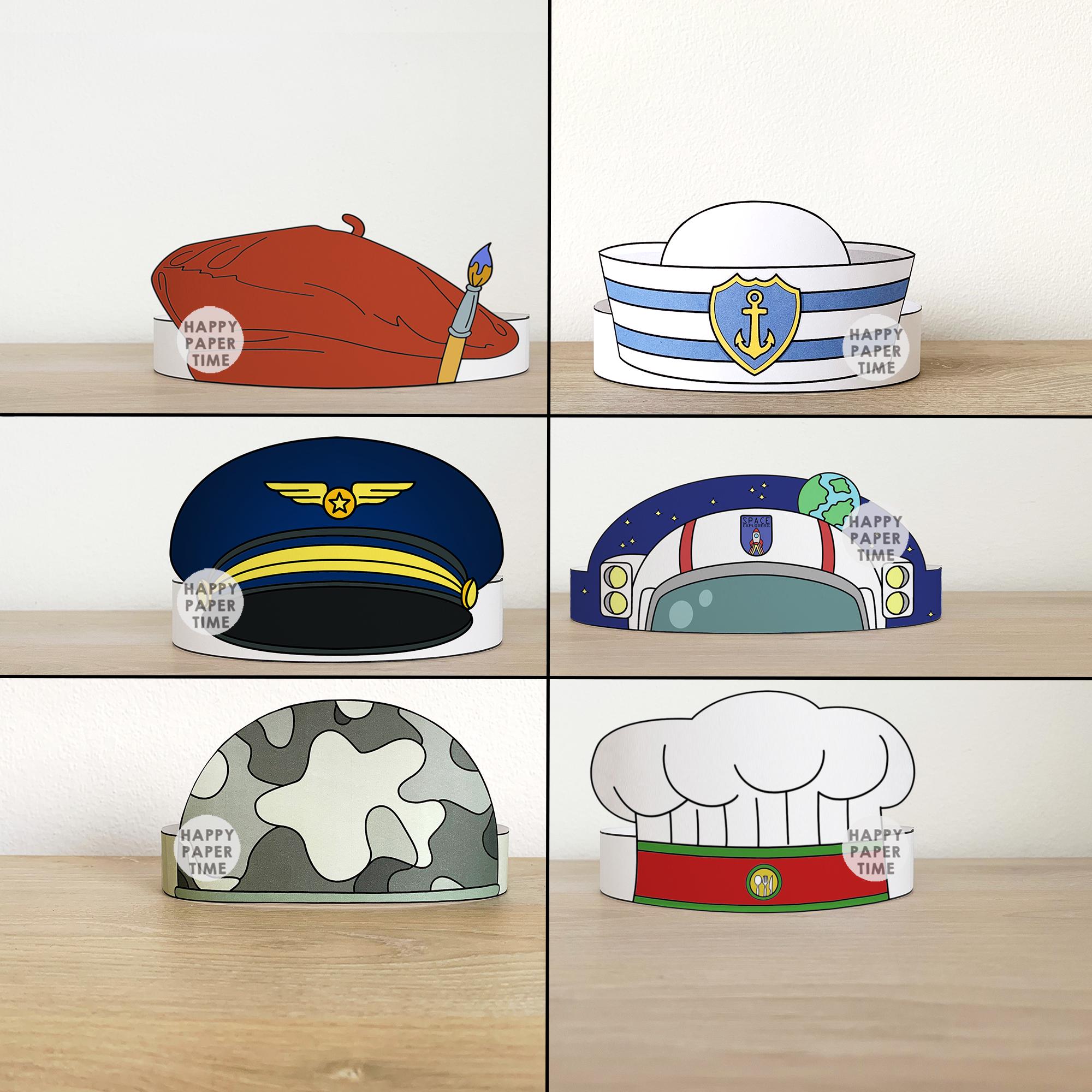 Community Helpers Paper Crowns Astronaut Pilot Chef Sailor Soldier ...