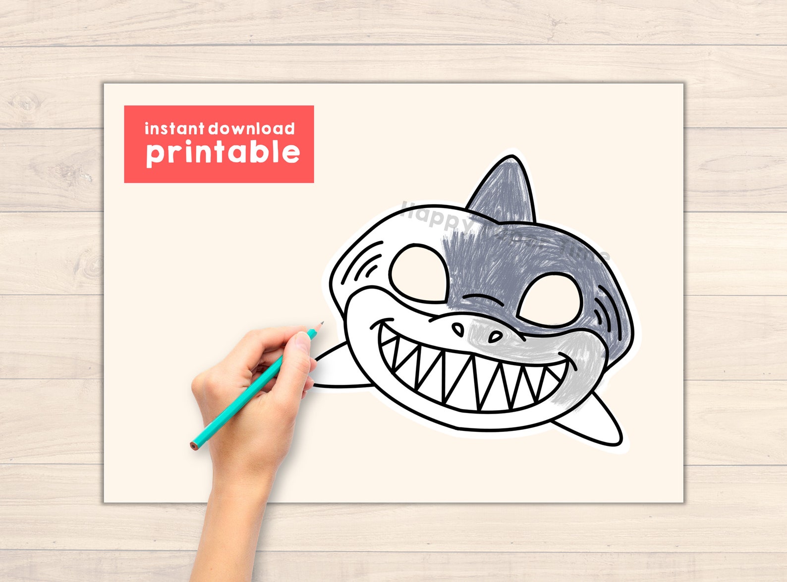 Shark Mask Shark Costume Template Paper Print Out Sea Ocean - Etsy