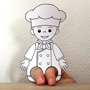 Chef Cook Paper Craft Printable Community Helper Finger Puppet Kids ...