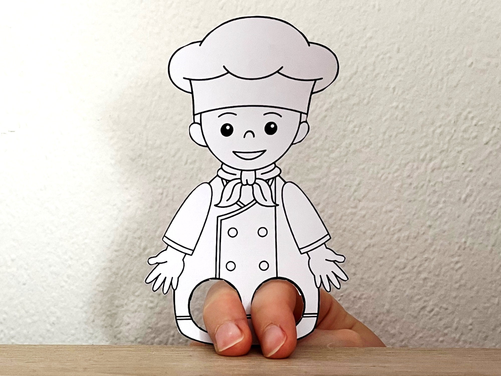 Chef Cook Paper Craft Printable Community Helper Finger Puppet Kids ...