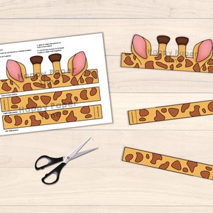 Giraffe Ears Paper Crown Party Coloring Printable Kids Craft Safari ...