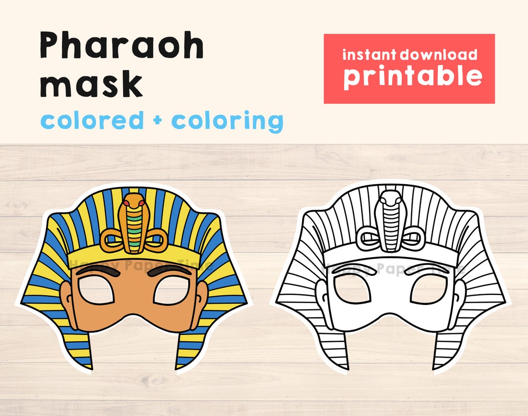 Pharaoh Egypt Mask Ancient Egypt Party Mask Template Costume - Etsy