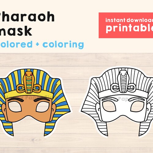 Pharaoh Egypt Mask Ancient Egypt Party Mask Template Costume - Etsy