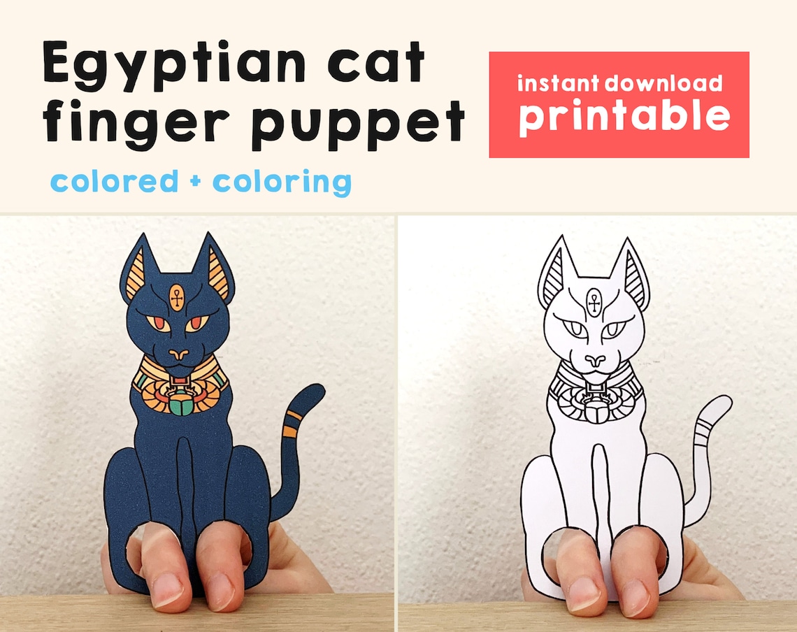 Egyptian Cat Paper Craft Printable Ancient Egypt Finger God | Etsy
