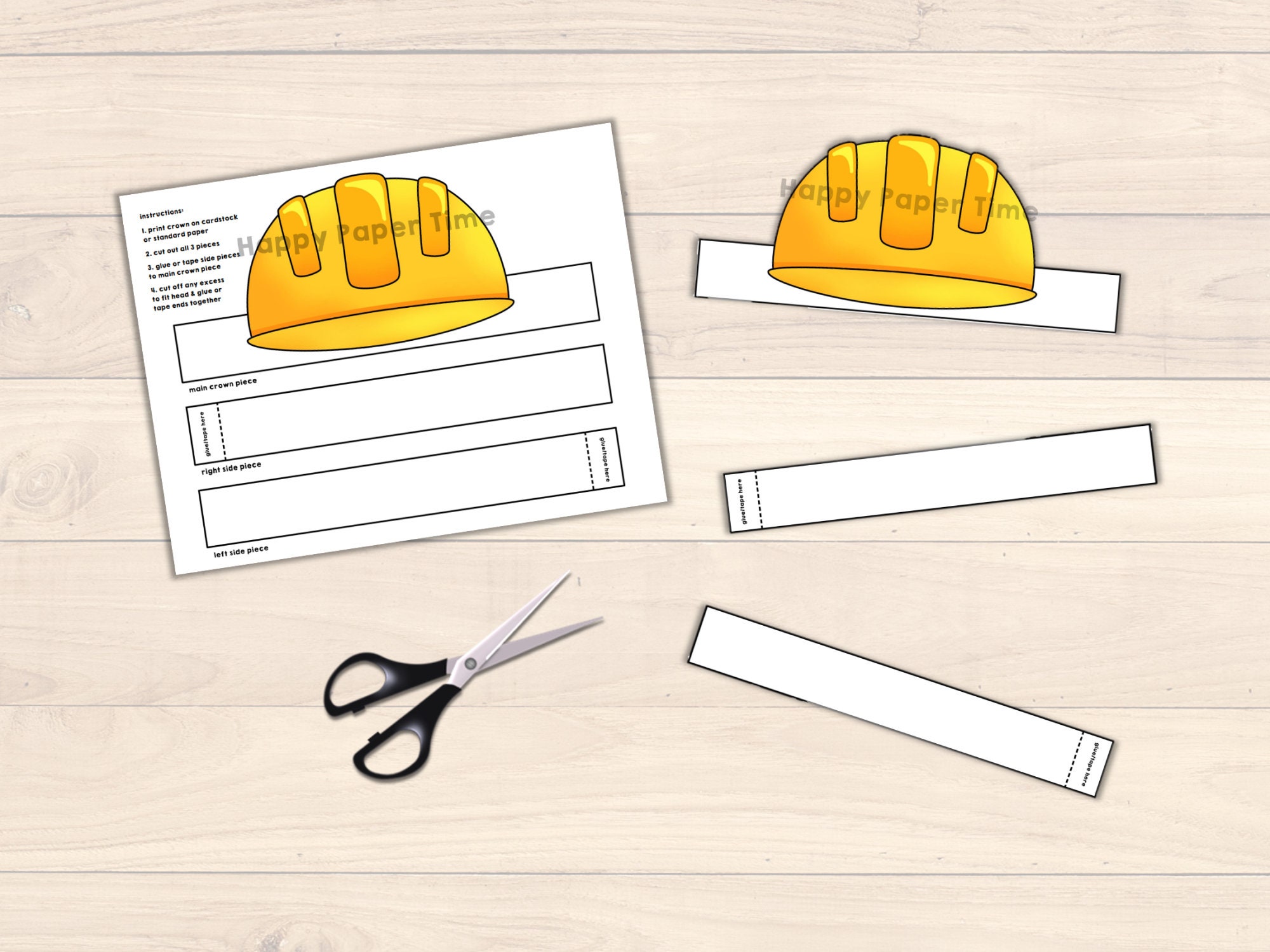 Construction Worker Builder Helmet Paper Crown Party Printable - Etsy
