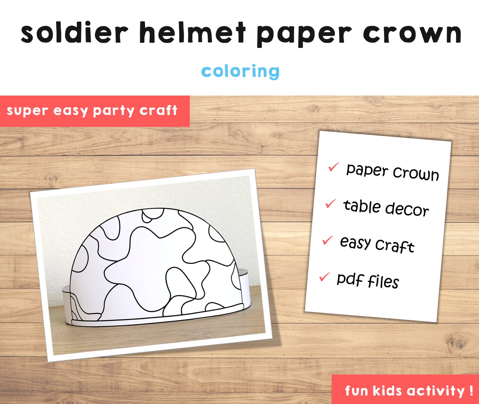 Soldier Helmet Paper Crown Headband Military Army Veteran Day - Etsy