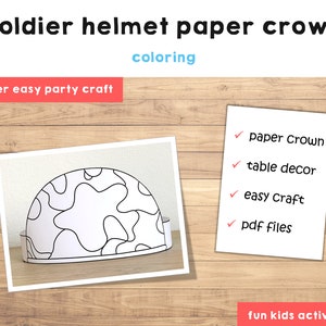 Soldier Helmet Paper Crown Headband Military Army Veteran Day Coloring ...