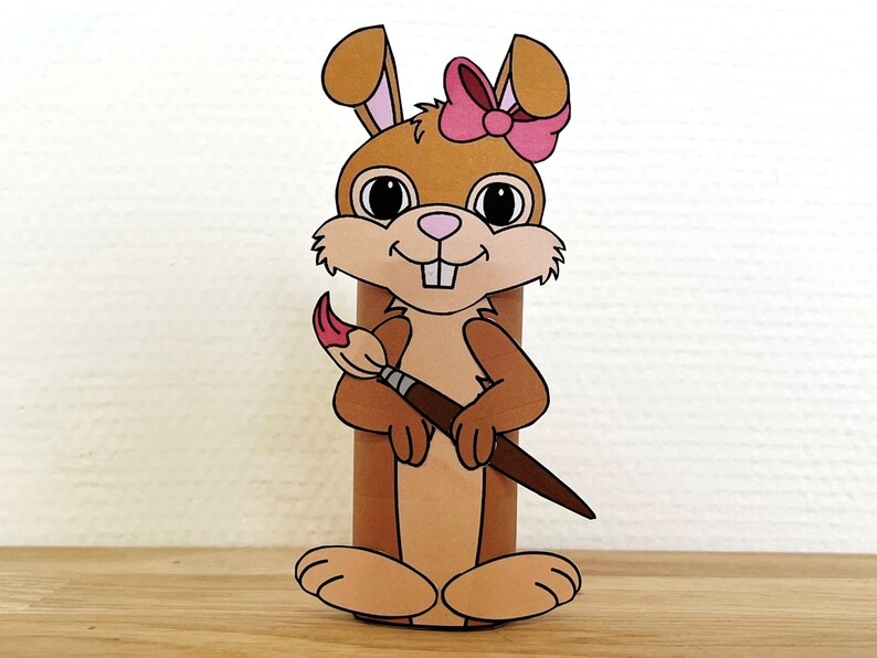 Easter Bunny Toilet Paper Roll Craft Rabbit Pets Easter Party Coloring ...