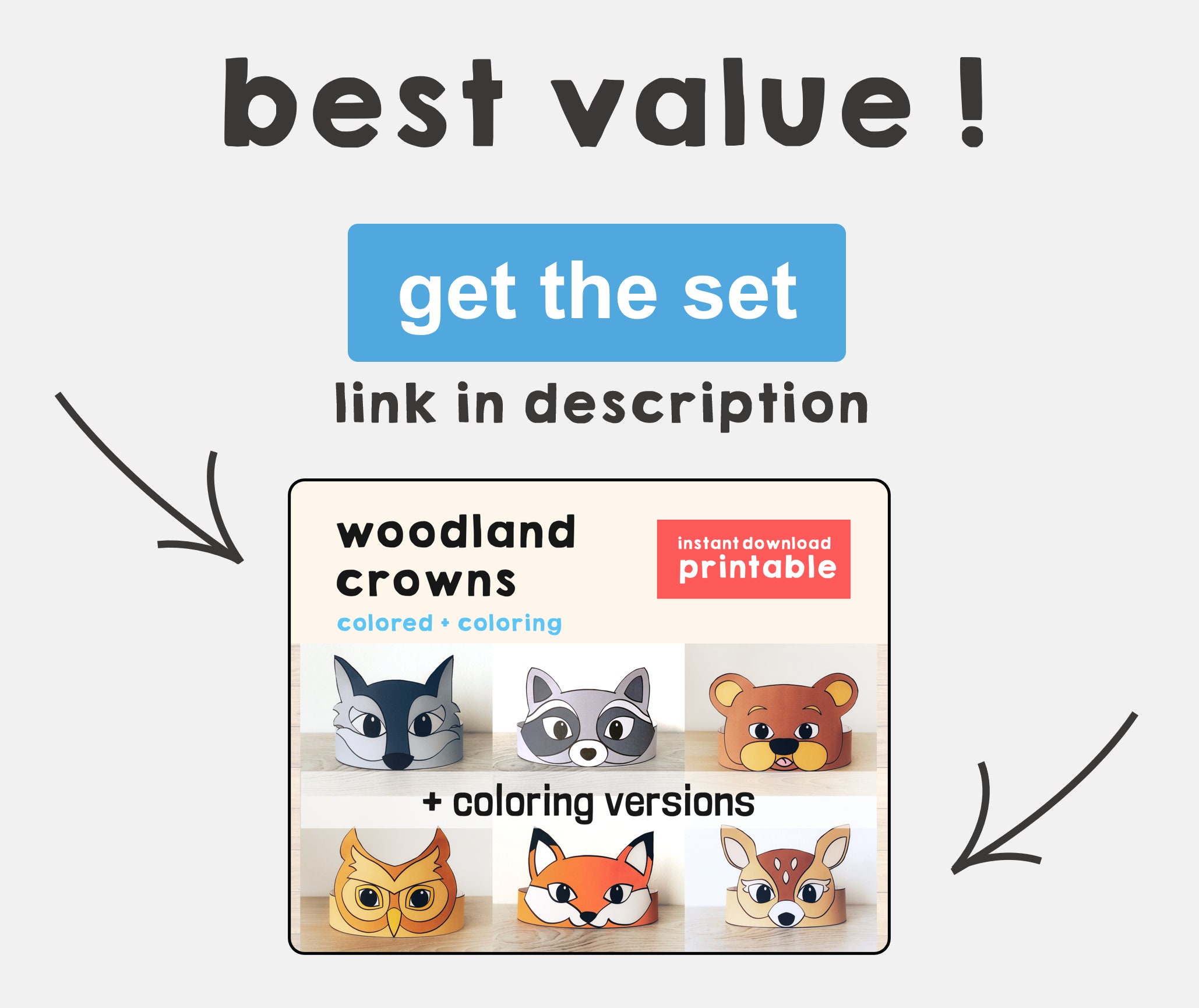 Fox Paper Crown Activity Coloring Printable Kids Craft Woodland Forest ...