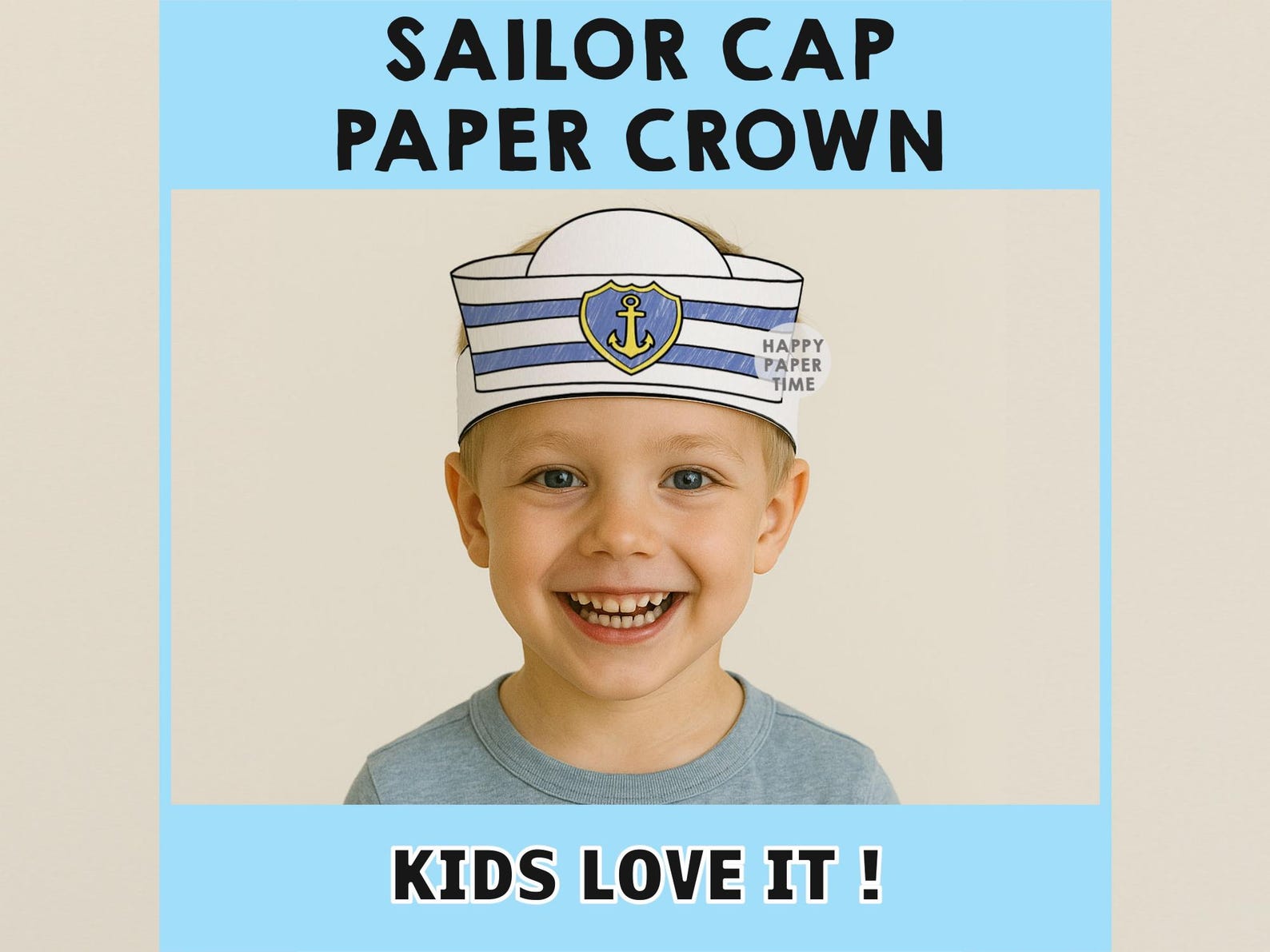 Sailor Hat Cap Paper Crown Party Coloring Printable Kids Craft Sea ...