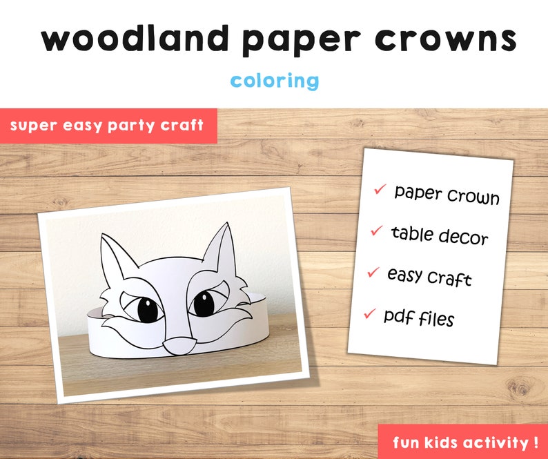 Woodland Animals Paper Crowns Activity Printable Kids Craft - Etsy