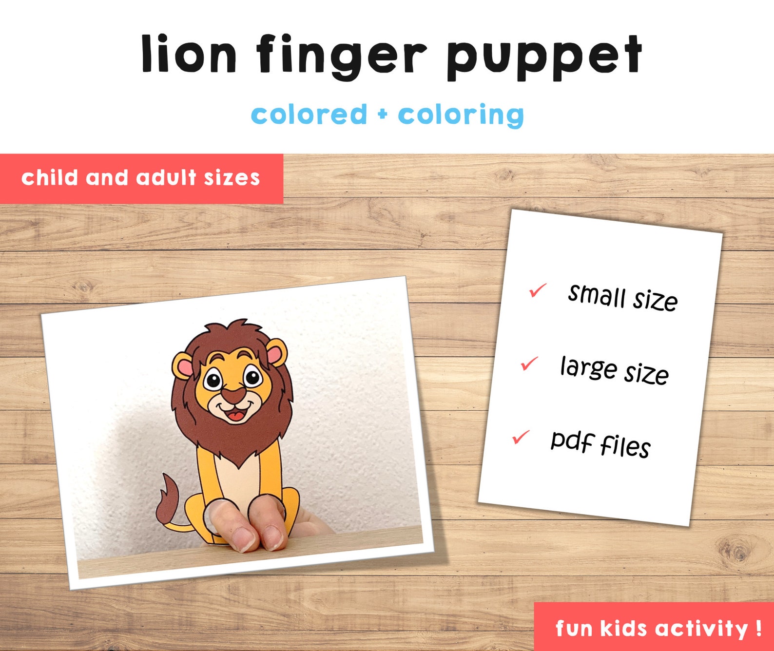 Lion Paper Craft Printable African Animal Finger Puppet Kids - Etsy