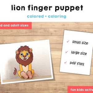 Lion Paper Craft Printable African Animal Finger Puppet Kids Craft ...