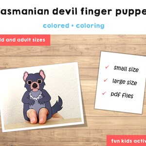 Tasmanian Devil Paper Craft Printable Australian Animal Finger Puppet ...