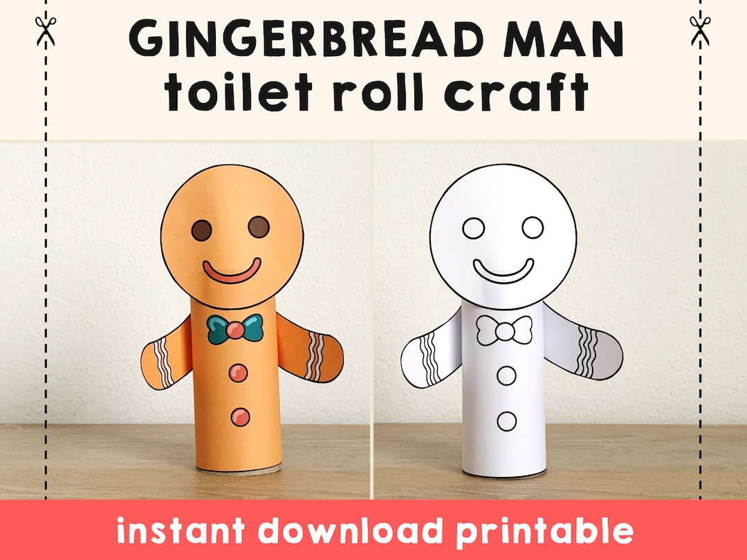 Gingerbread Man Toilet Paper Roll Craft Christmas Party Coloring ...