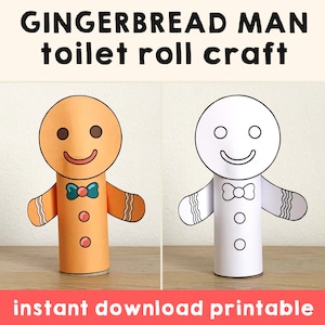 Gingerbread Man Toilet Paper Roll Craft Christmas Party Coloring ...