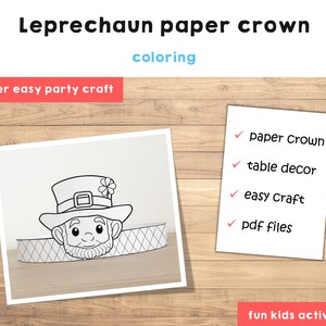 Leprechaun Paper Crown Headband St Patrick's Day Party Coloring ...